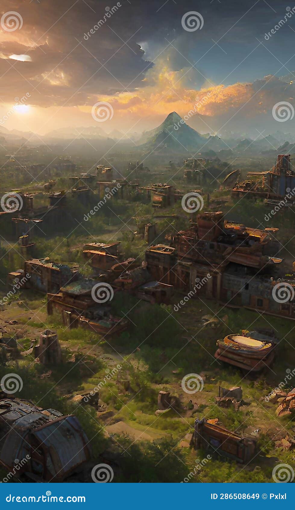 AI Generated Image of an Apocalyptic Landscape Stock Illustration ...