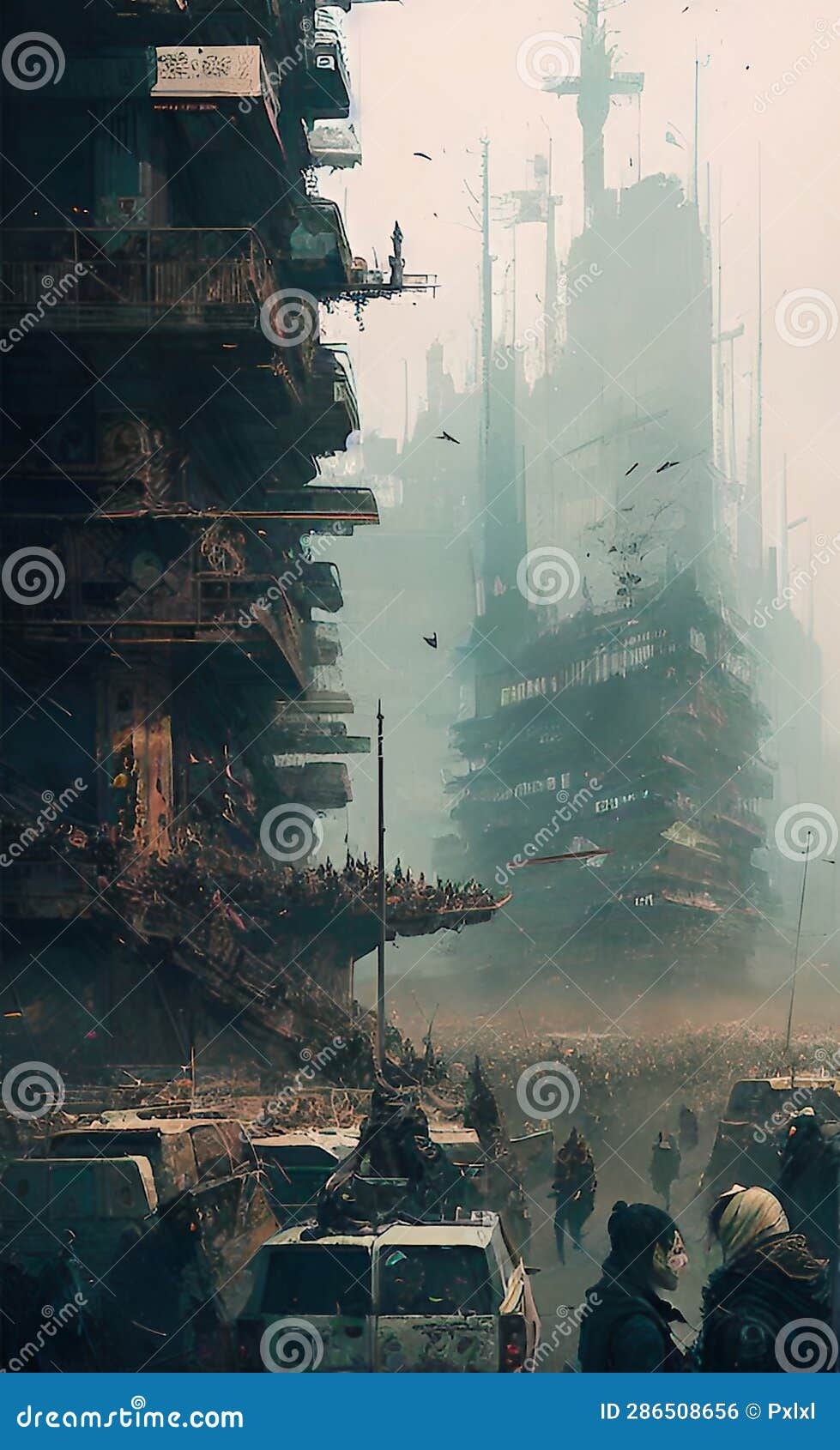 AI Generated Image of an Apocalyptic Landscape Stock Illustration ...