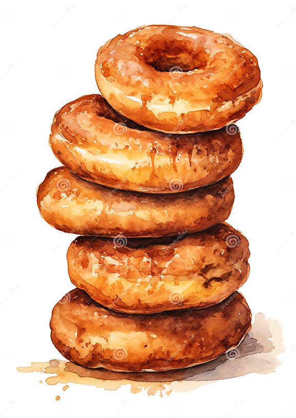 Apple Cider Donuts Watercolor Border Stock Illustration - Illustration ...