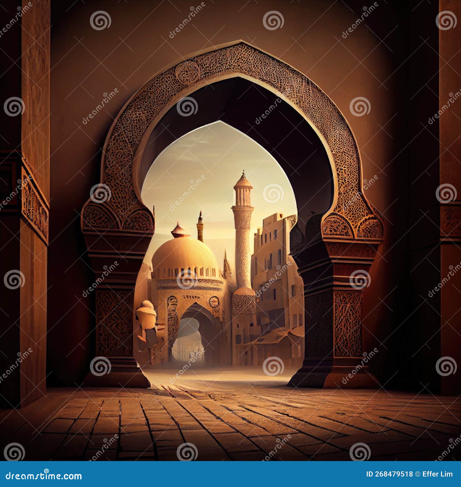 Ai Generated Image of Arch Architecture of Mosque Stock Illustration ...