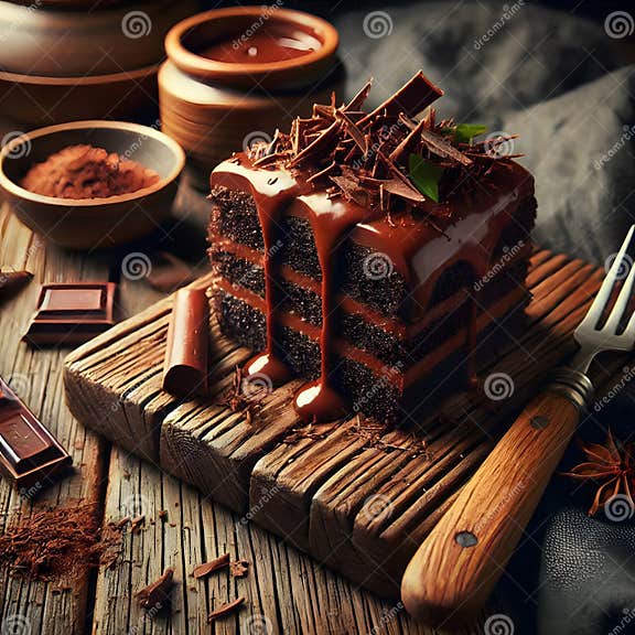 Geometric Chocolate Layer Cake with Modern Design Stock Illustration ...