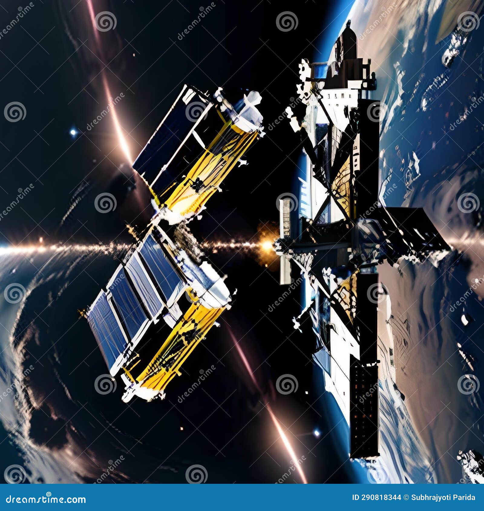 AI Generated Image of an Artificial Satellite System Orbiting Around ...