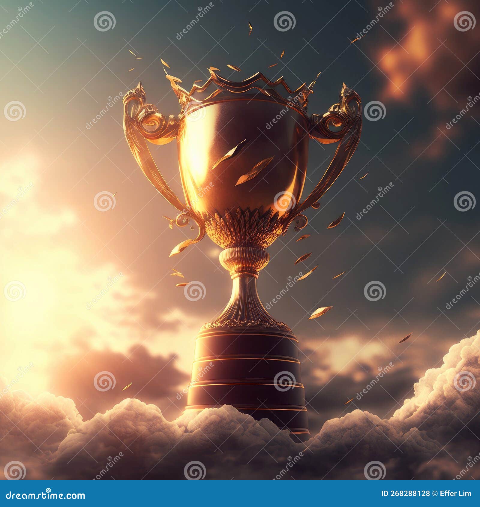 Ai Generated Image of Trophy Above the Cloud Stock Illustration ...