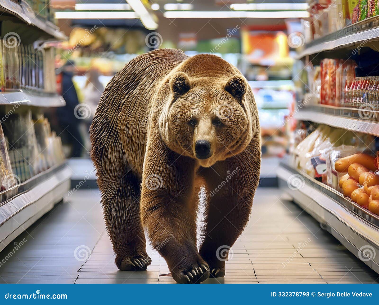 AI Generated Image. a Bear in a Supermarket Stock Photo - Image of ...