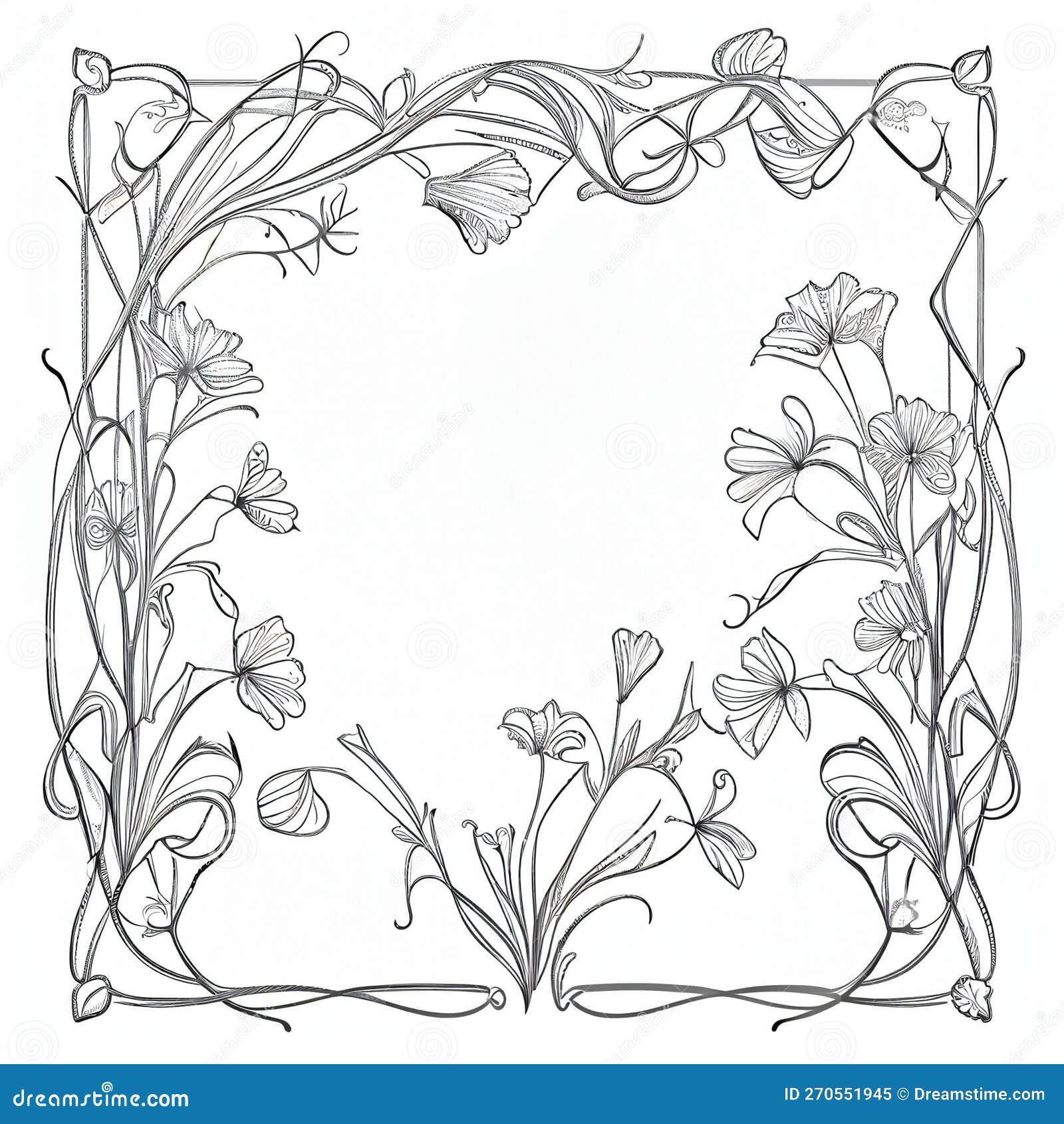 Floral Fantasy Border Background, Made with Generative AI Stock ...