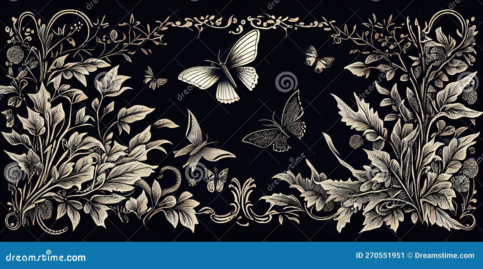 Floral Fantasy Border Background, Made with Generative AI Stock ...