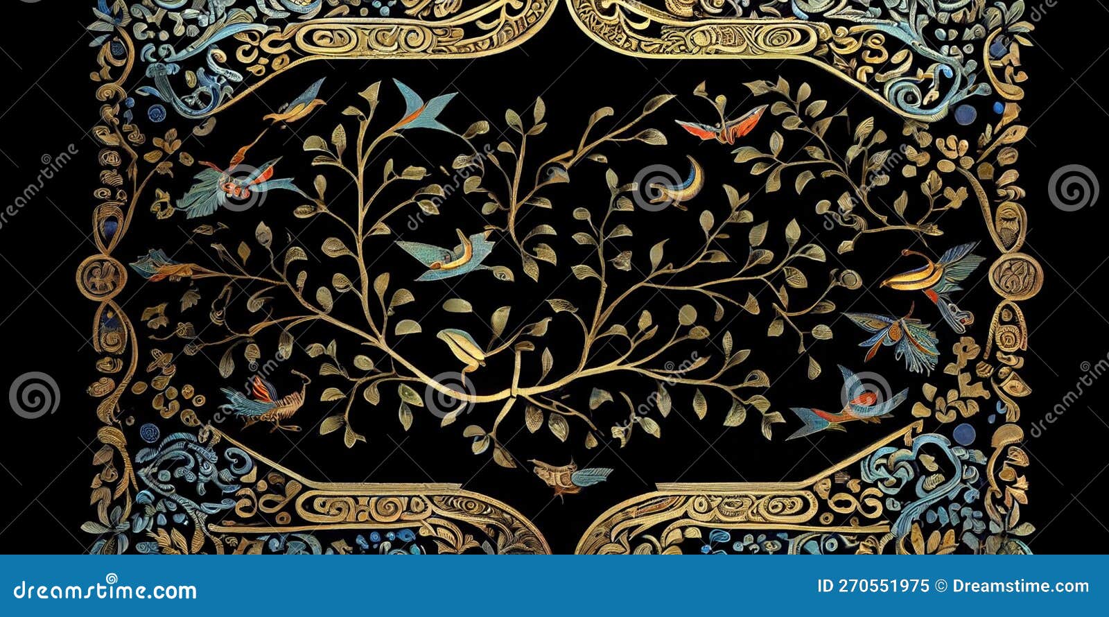 Floral Fantasy Border Background, Made with Generative AI Stock ...