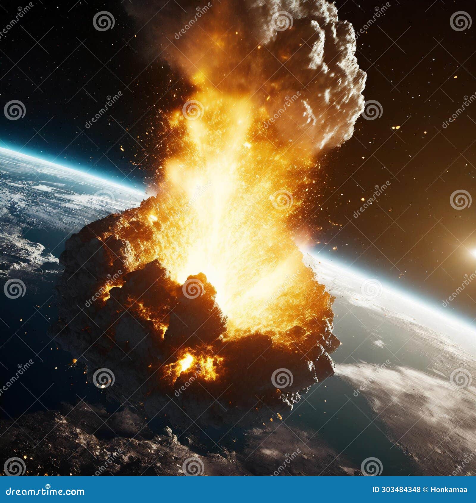 Explosion on earth stock illustration. Illustration of global - 303484348