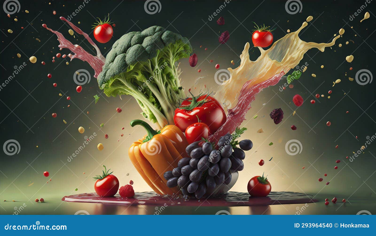 Fresh Vegetables in a Big Spash Stock Photo - Image of refreshing ...