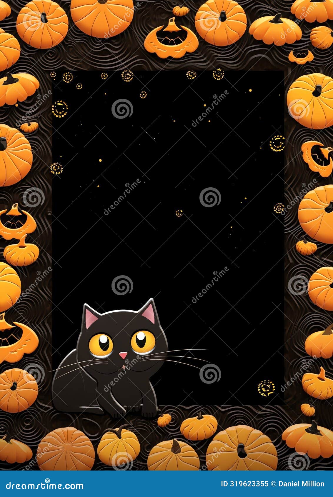 Black Cat Cookie Halloween Frame Border Stock Illustration ...