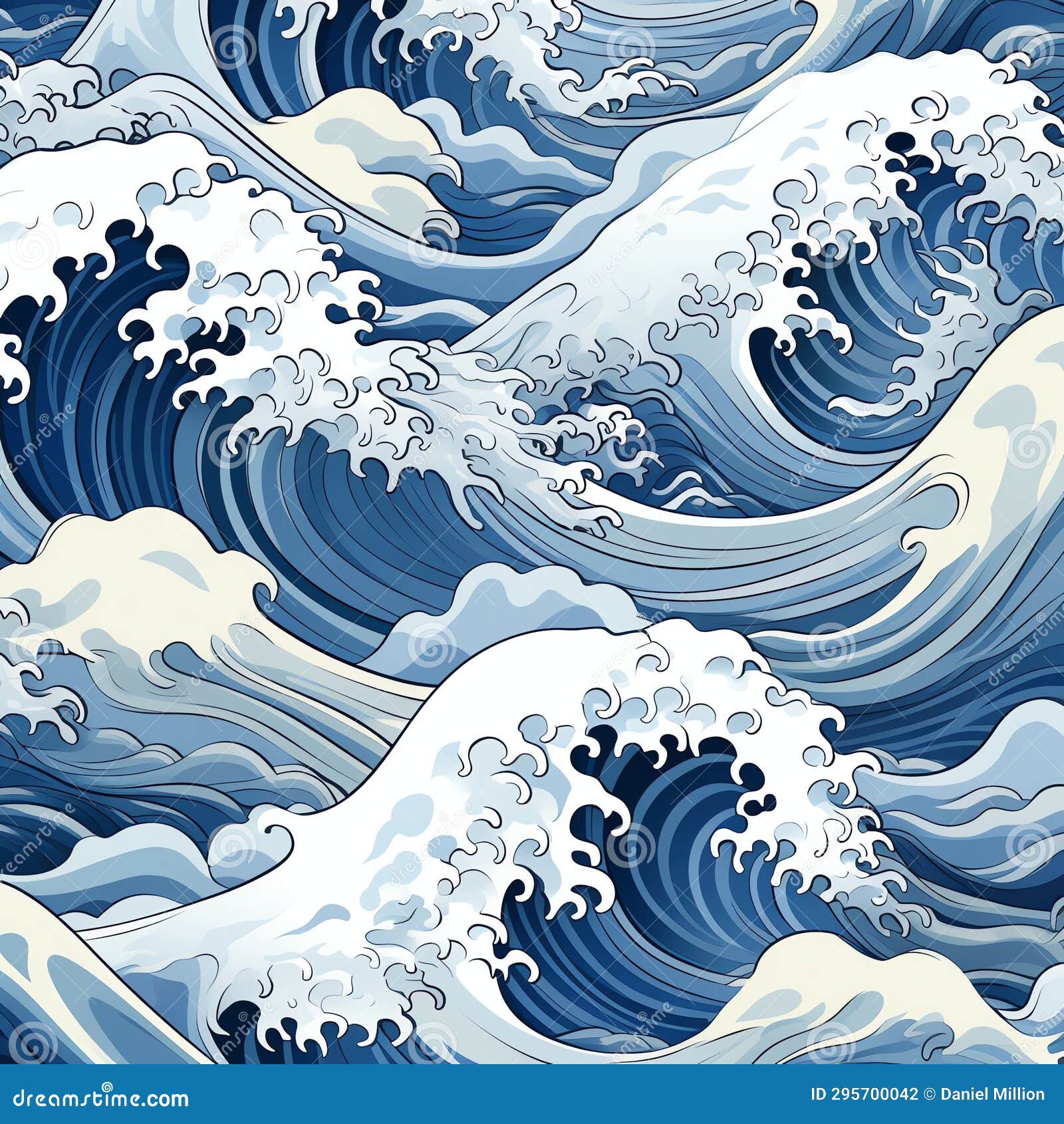 Blue Japanese Style Wave Pattern Background, Design Seamless Pattern ...