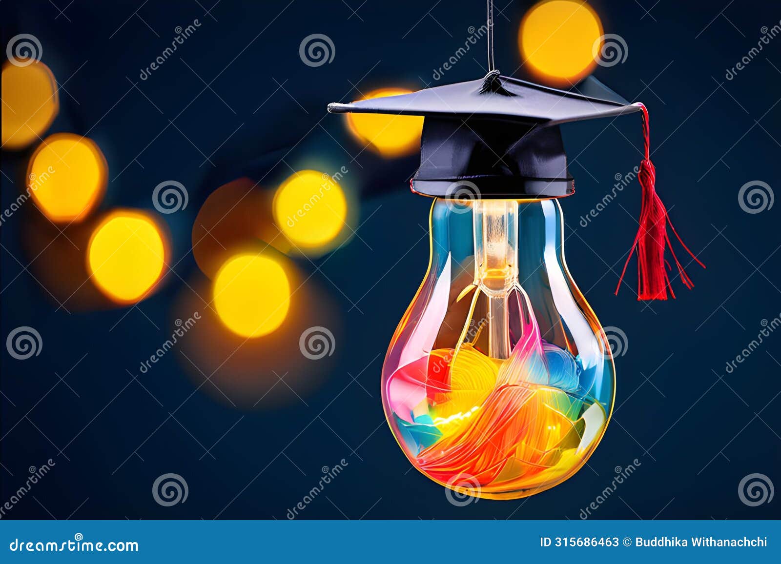 Bright Ideas Graduate: Light Bulb with Degree Cap Stock Illustration ...
