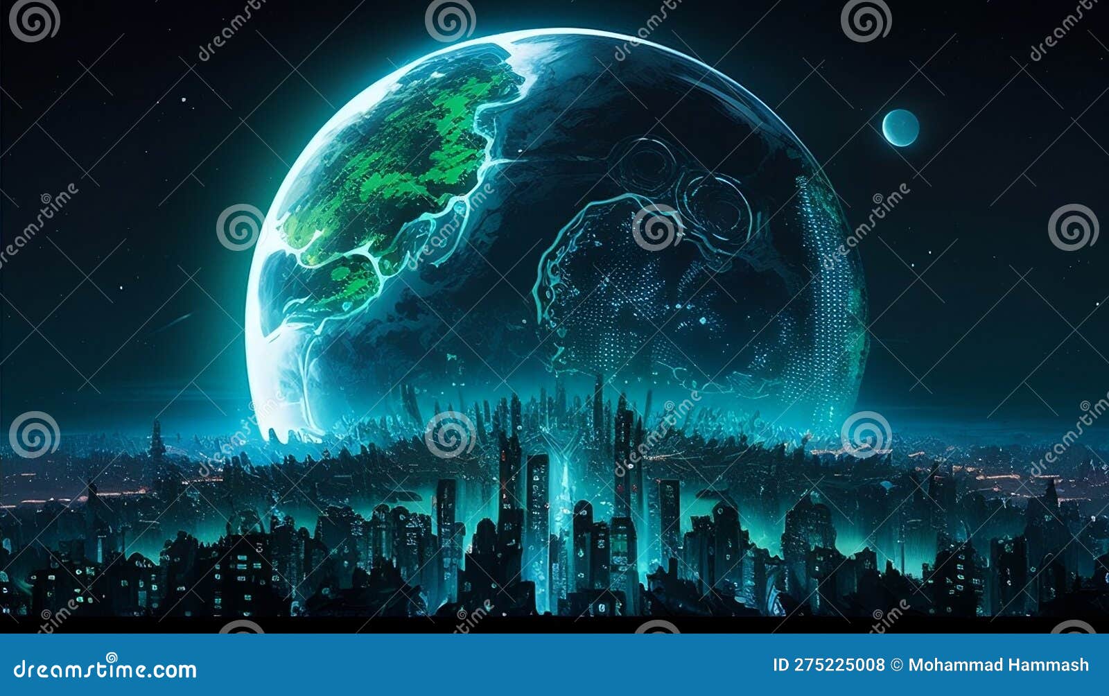 Future Earth 2122: a Vibrant Nighttime Glow, Made with Generative AI ...