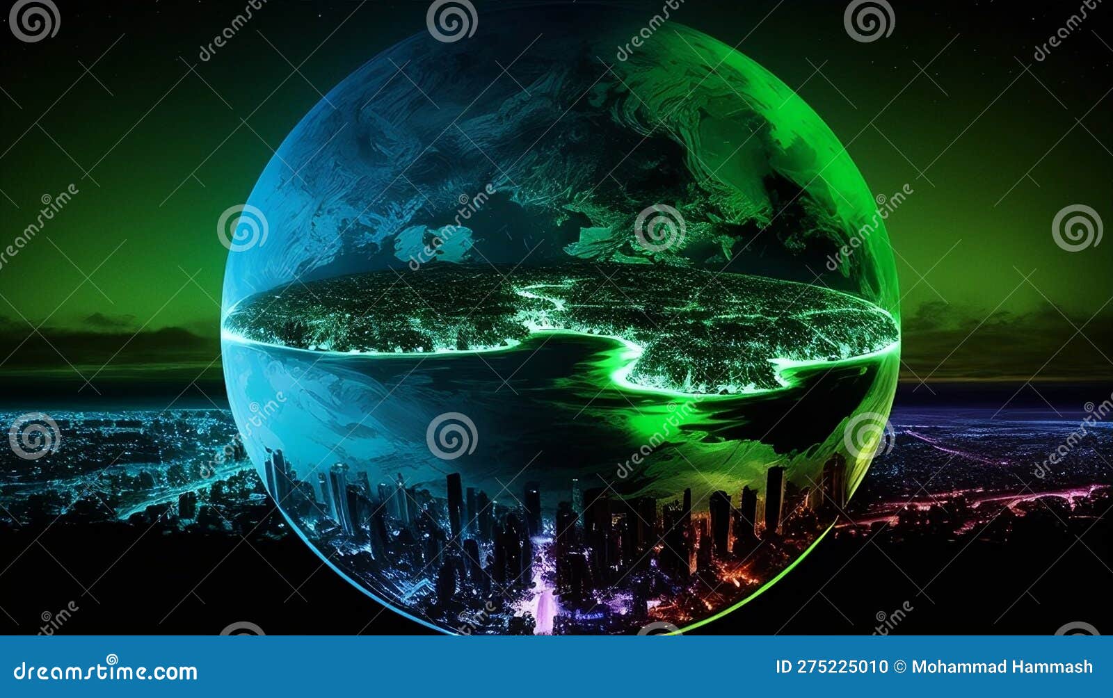 Future Earth 2122: a Vibrant Nighttime Glow, Made with Generative AI ...
