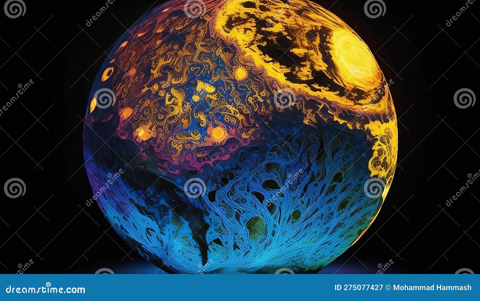 Radiant Planet: a Glowing Earth Illuminated by Cosmic Energy, Made with ...