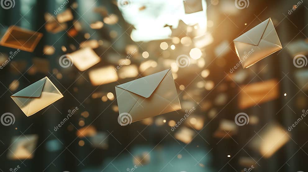 Flying Mail Envelopes Falling from the Air Stock Illustration ...