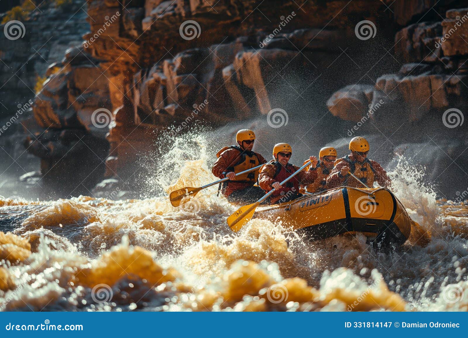 Thrilling Whitewater Rafting Adventure in Rocky Rapids Stock ...