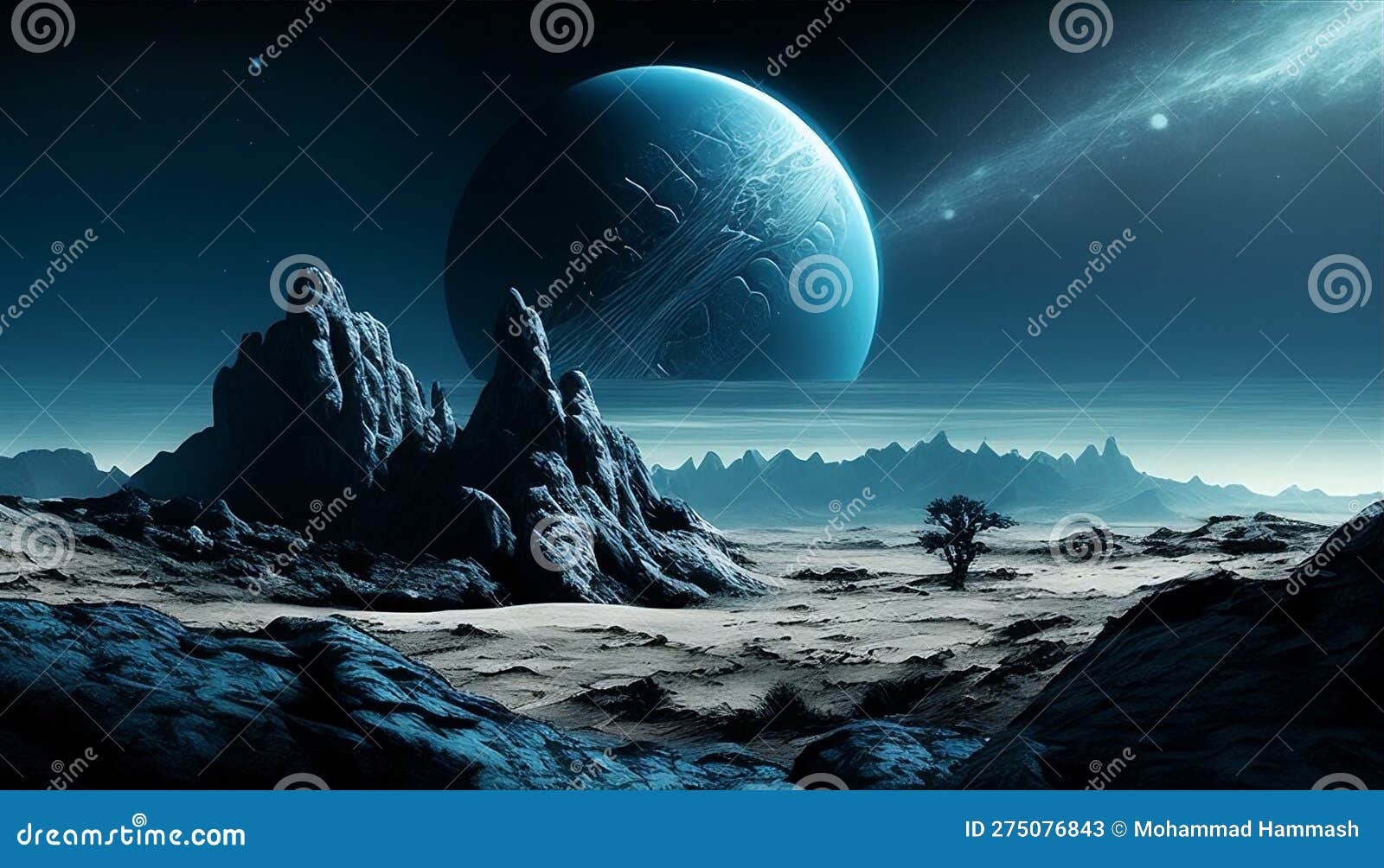 Lonely Planet in the Vastness of Space, Made with Generative AI Stock ...