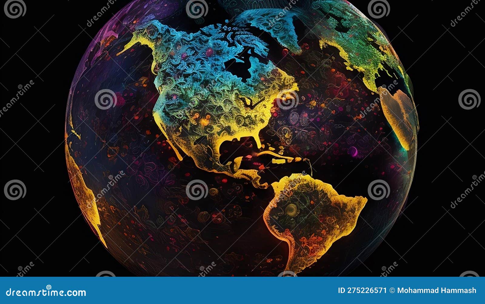 Earth S Pixelated Glow, Made with Generative AI Stock Illustration ...