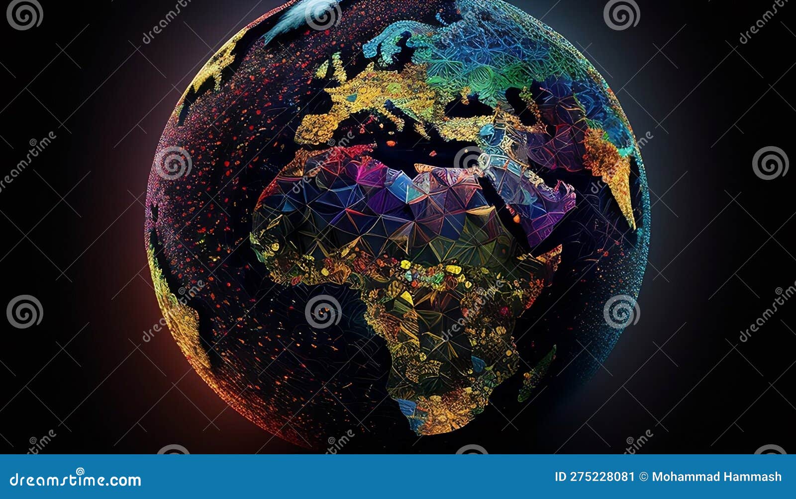 Earth S Pixelated Glow, Made with Generative AI Stock Illustration ...