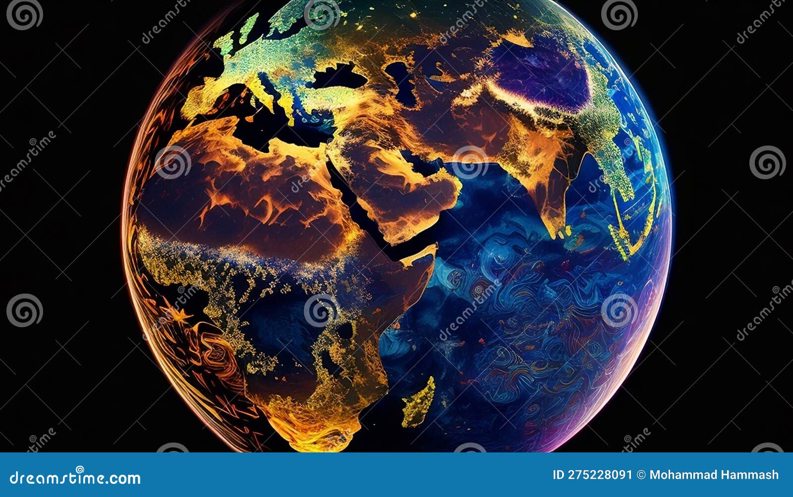 Earth S Pixelated Glow, Made with Generative AI Stock Illustration ...