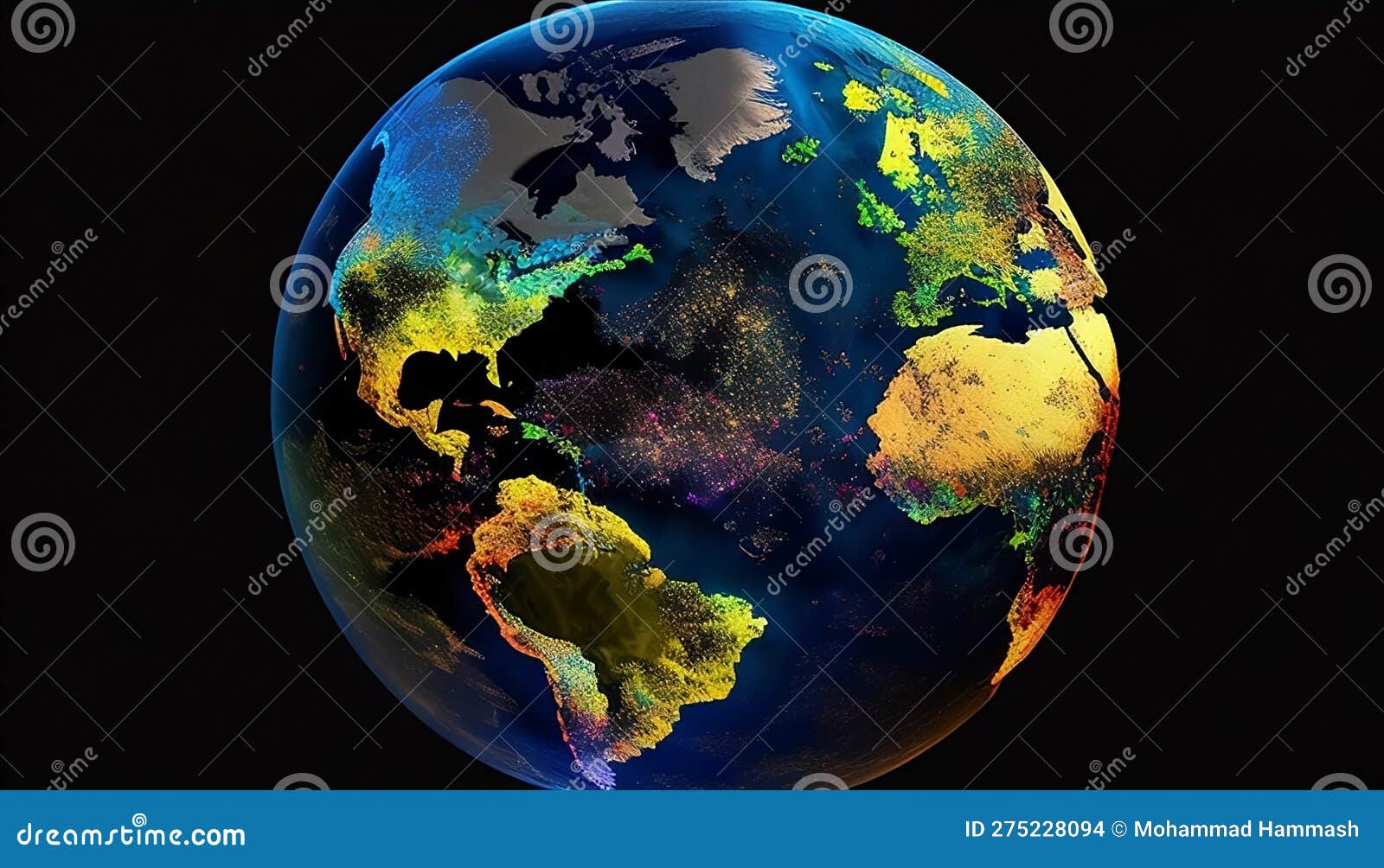 Earth S Pixelated Glow, Made with Generative AI Stock Illustration ...