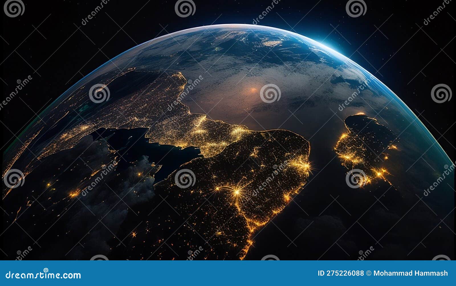 Nighttime View of Earth from Low-Earth Orbit, Made with Generative AI ...