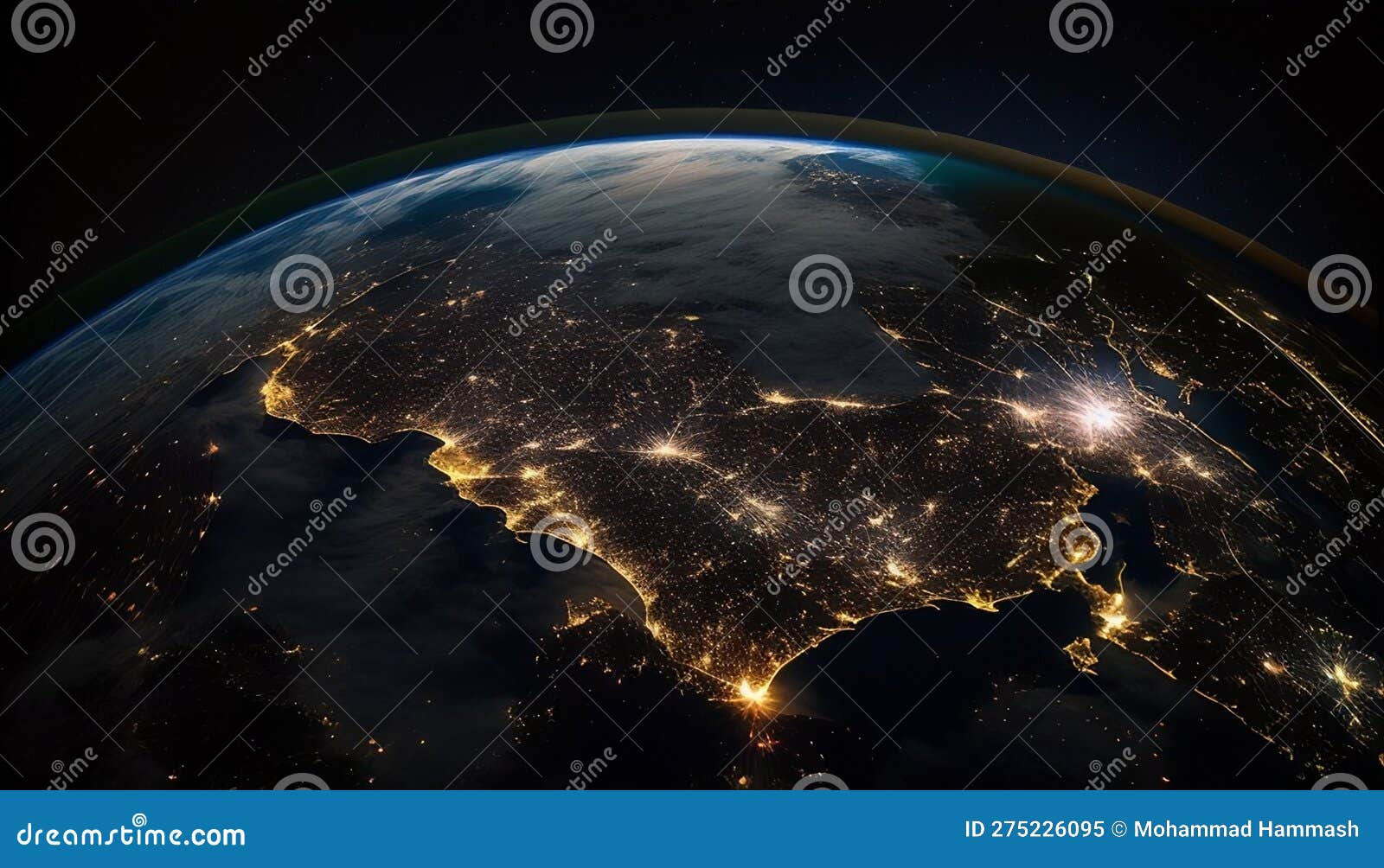 Nighttime View of Earth from Low-Earth Orbit, Made with Generative AI ...