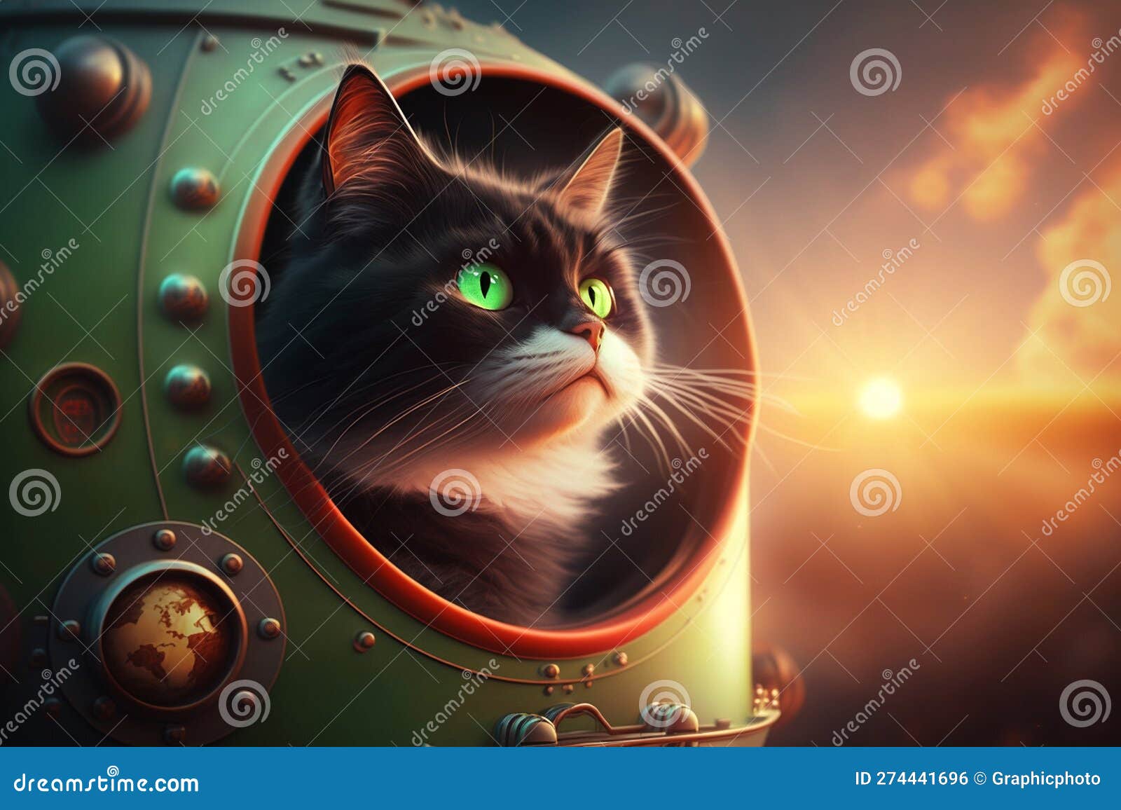 Ai Generated Image of a Cat on a Rocket Ship Stock Illustration ...