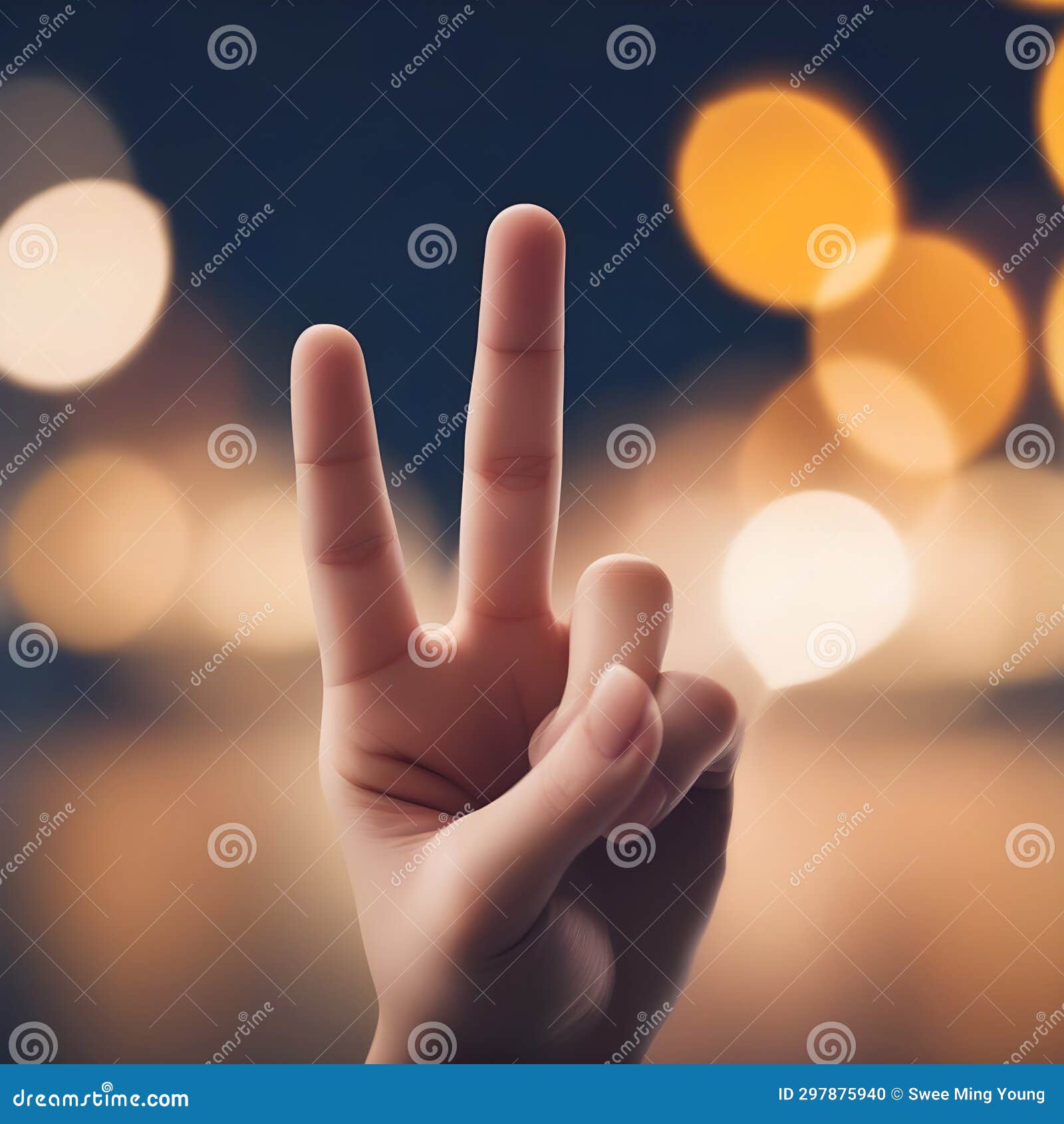 Image of the Close Shot of a Human Hand with 2 Fingers Sign for Peace ...