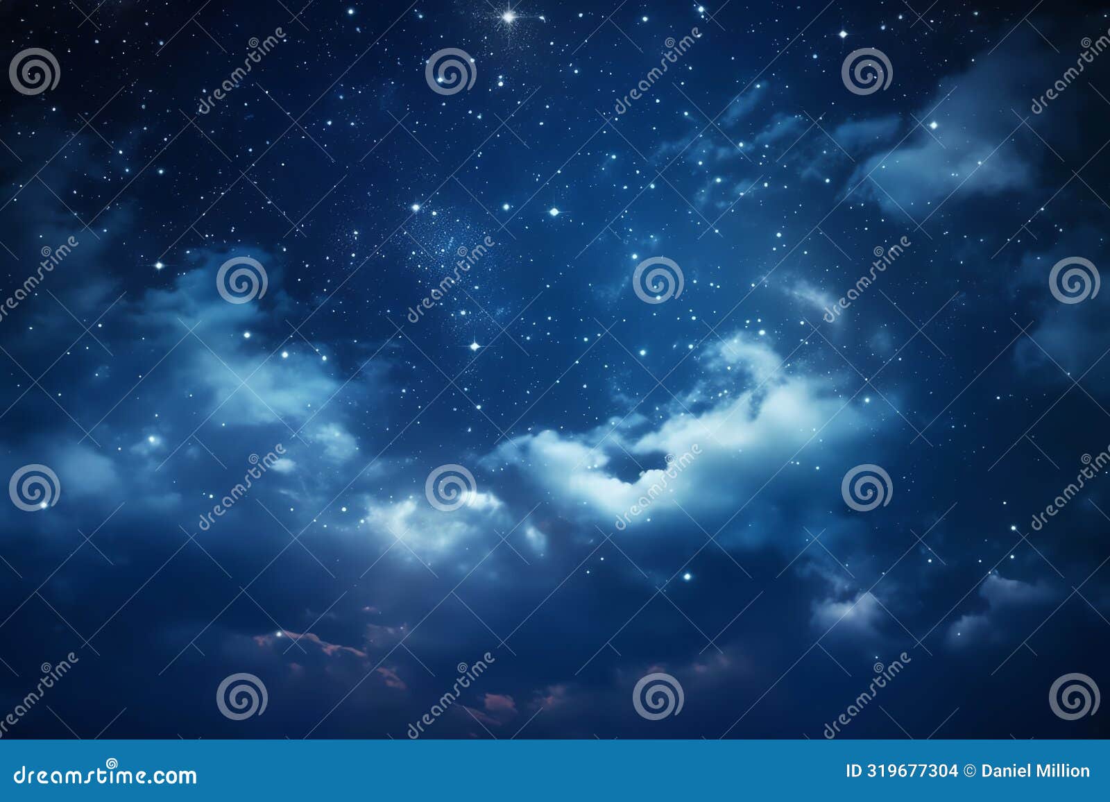 Cloudy Stargazing Fantasy Sky Night Gazing Stock Illustration ...