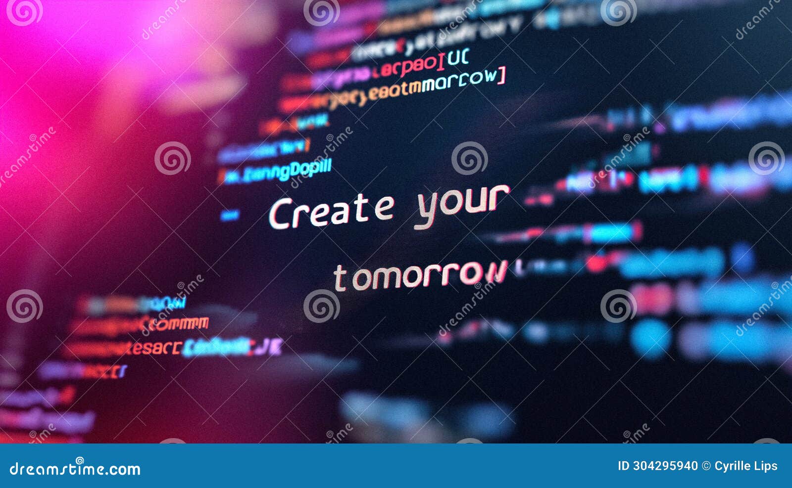 AI-Generated Image: Code Lines in Film Style with "Create Your Tomorrow ...