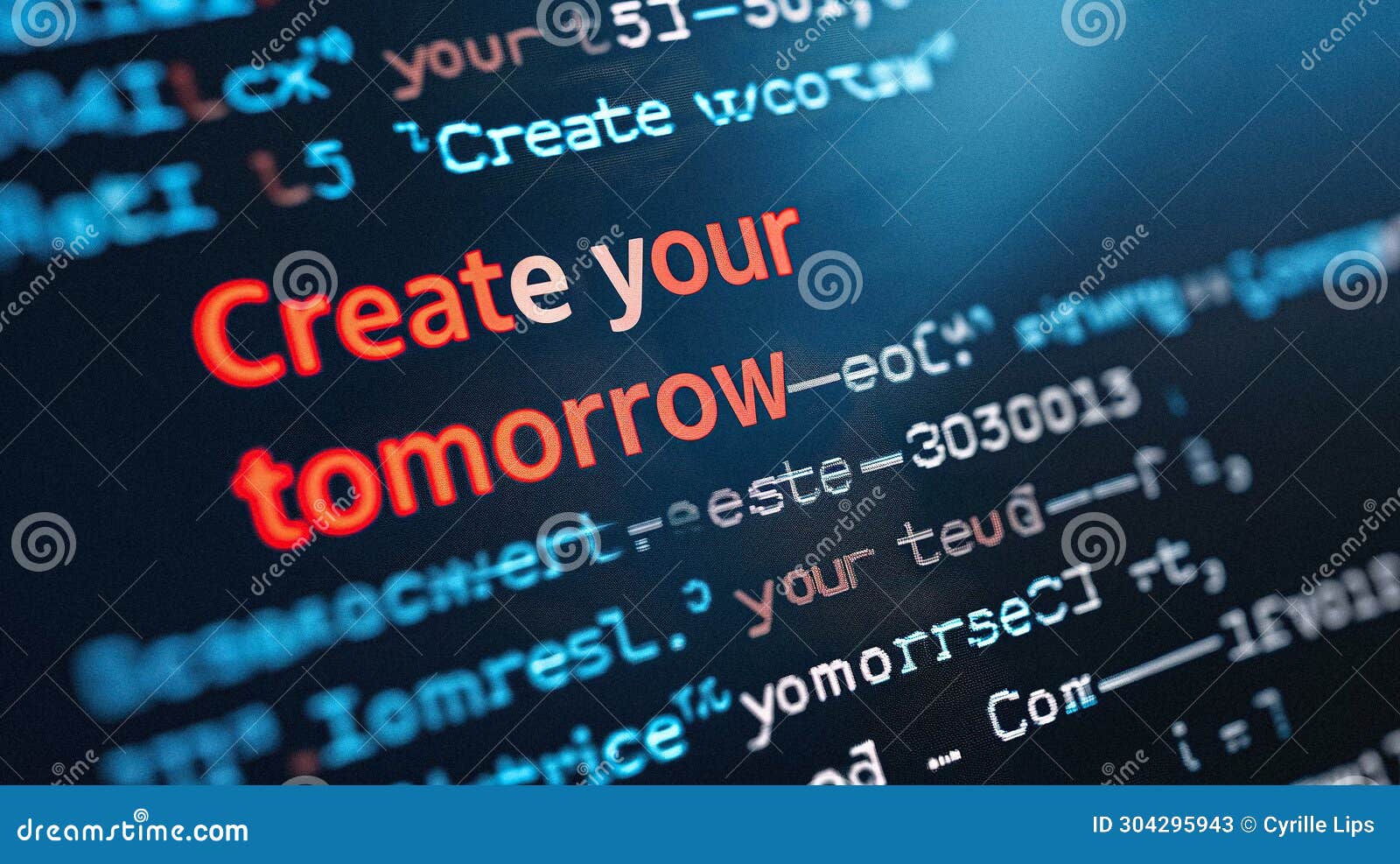 AI-Generated Image: Code Lines in Film Style with "Create Your Tomorrow ...