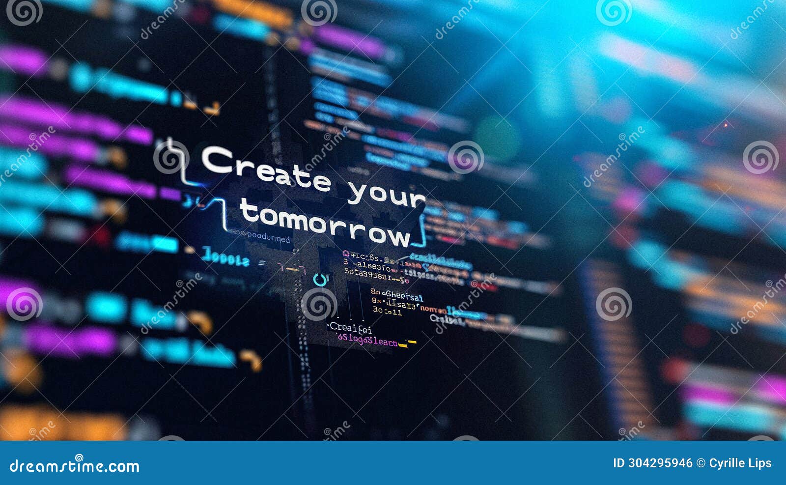 AI-Generated Image: Code Lines in Film Style with "Create Your Tomorrow ...