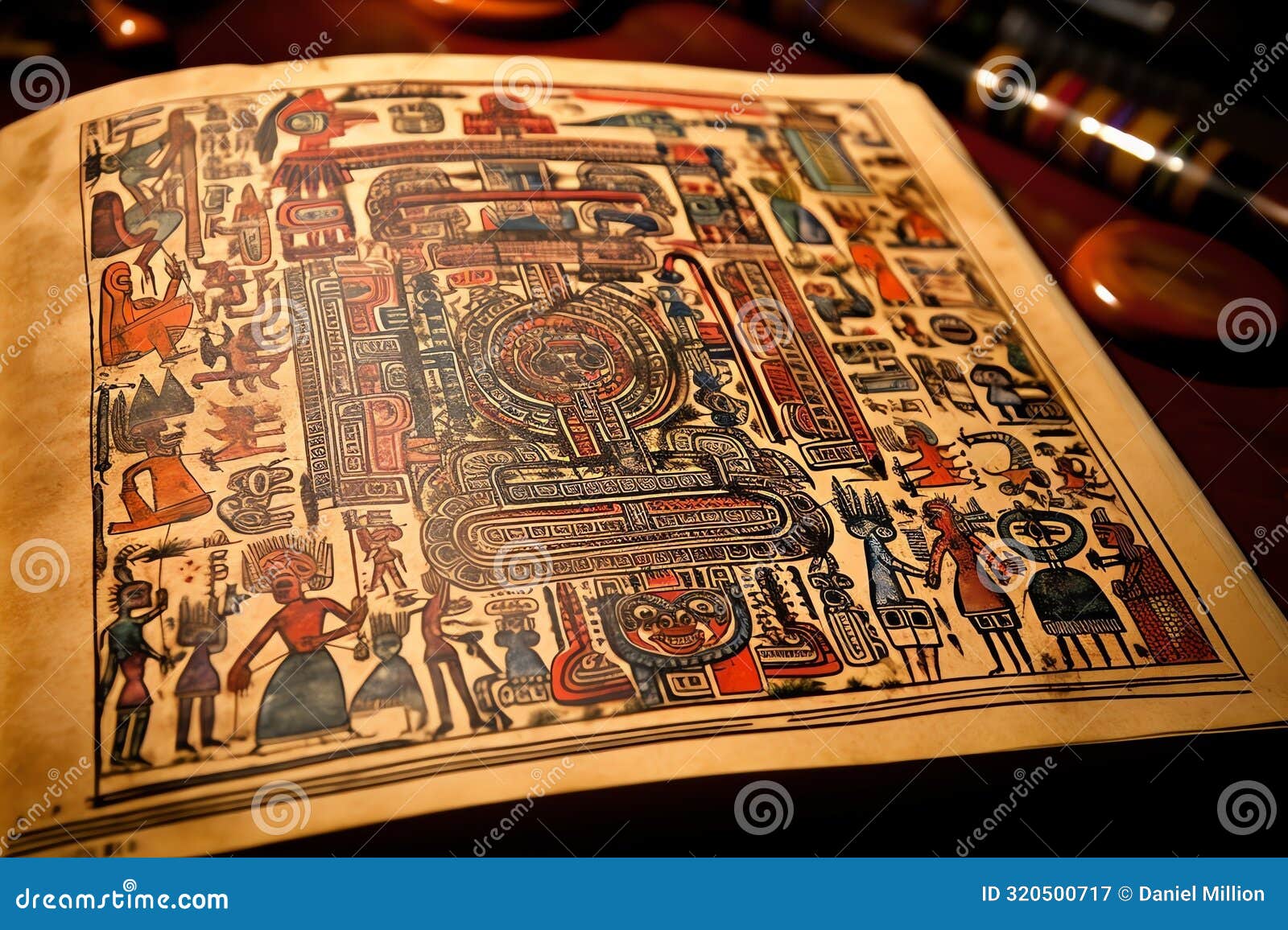 Codex Page With Aztec Pictorial Writing And Illustrations Illustration ...