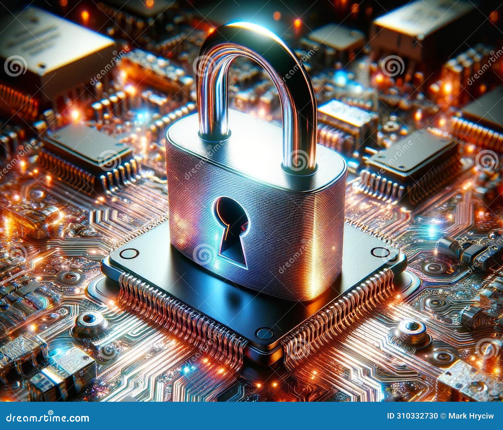 Computer Security Passwords Protected Codes Microchip Circuit Board ...