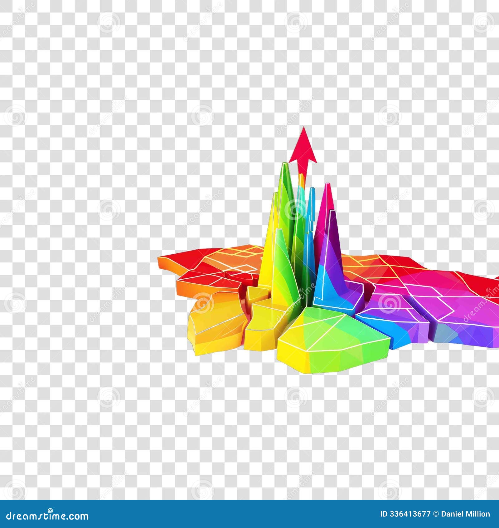 Colorful Rainbow Location Map 3D Stock Illustration - Illustration of ...