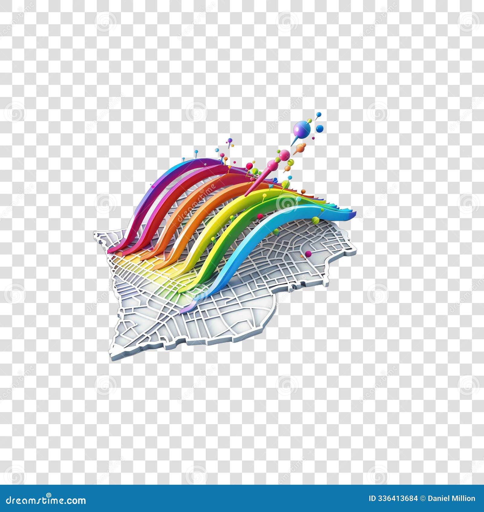 Colorful Rainbow Location Map 3D Stock Illustration - Illustration of ...