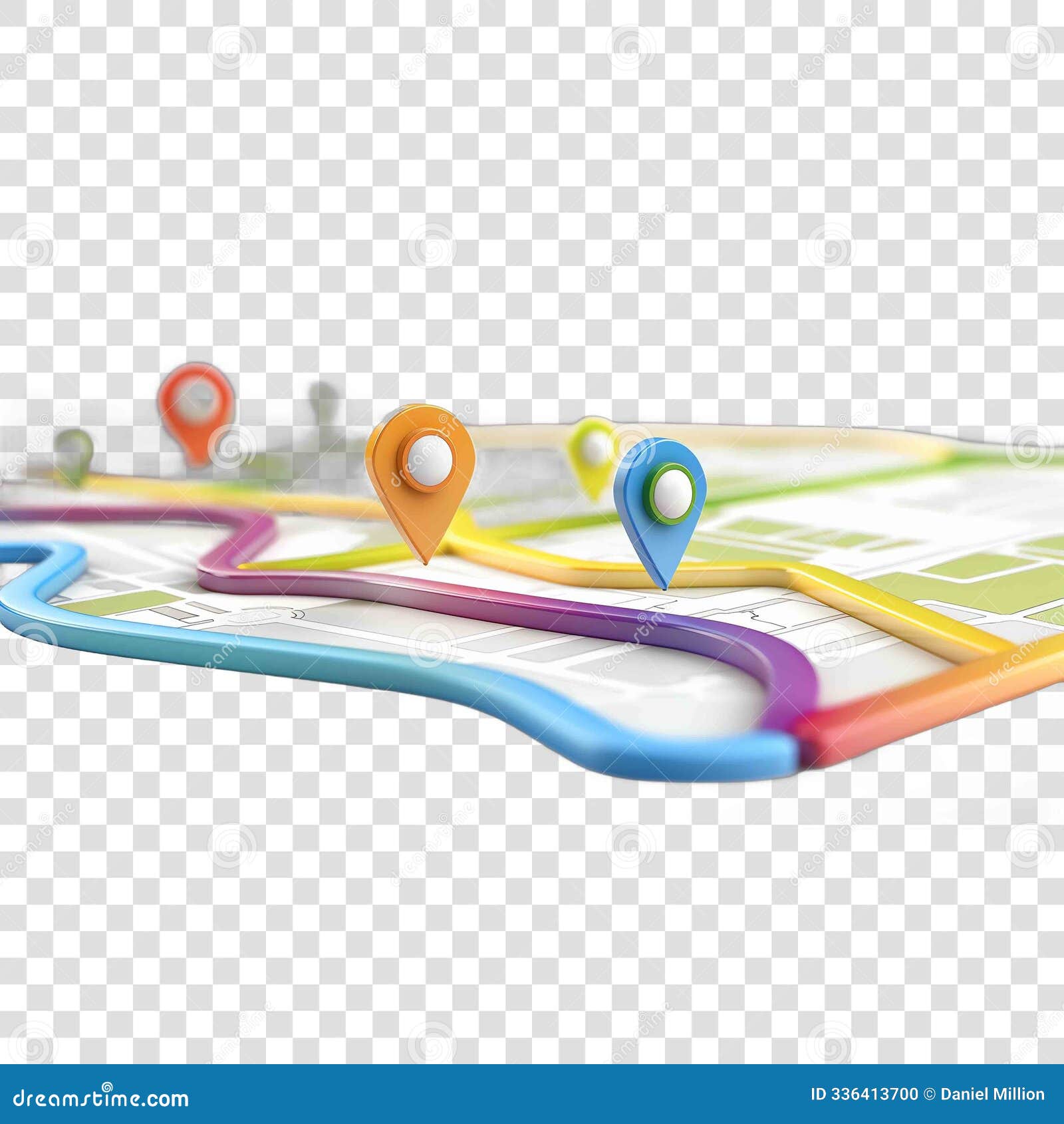 Colorful Rainbow Location Map 3D Stock Illustration - Illustration of ...