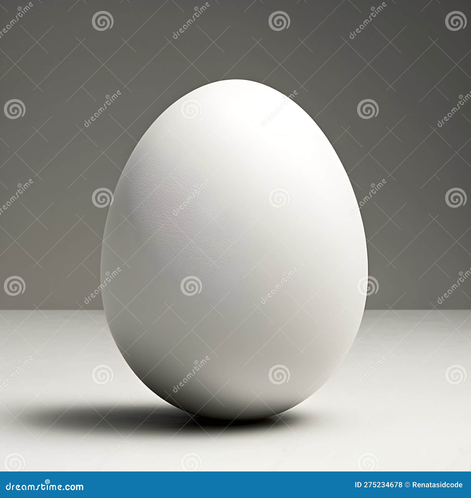 White Unpainted Plain Egg on Light Grey Background with Empty Space ...