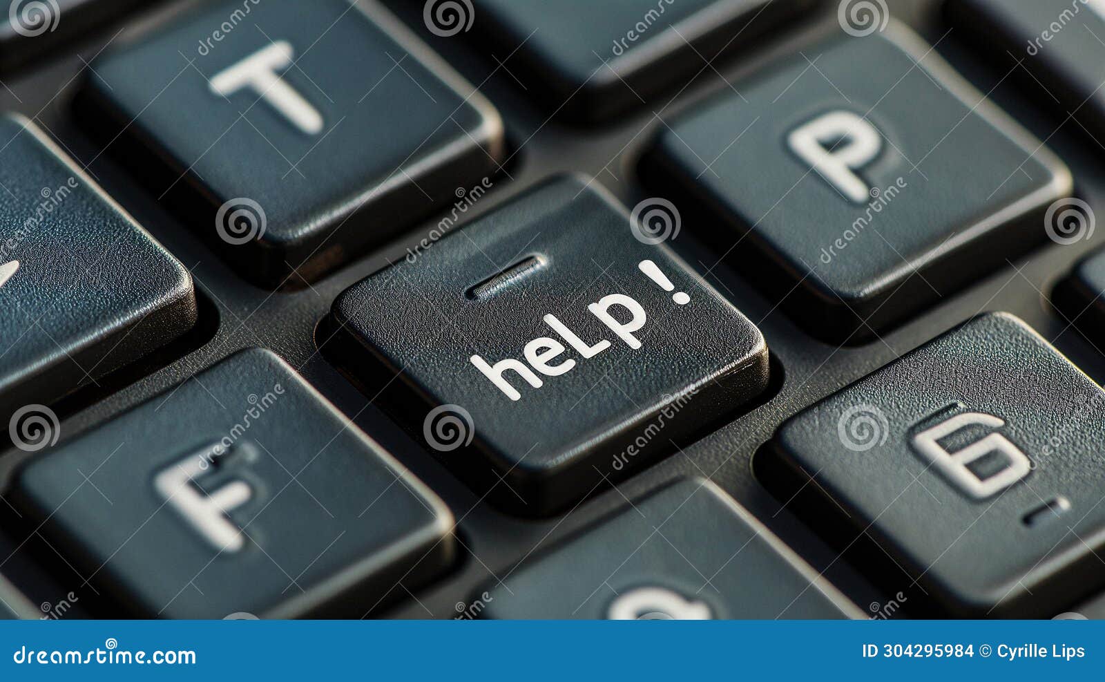 AI-Generated Image: Computer Keyboard with "Help!" Key Stock ...
