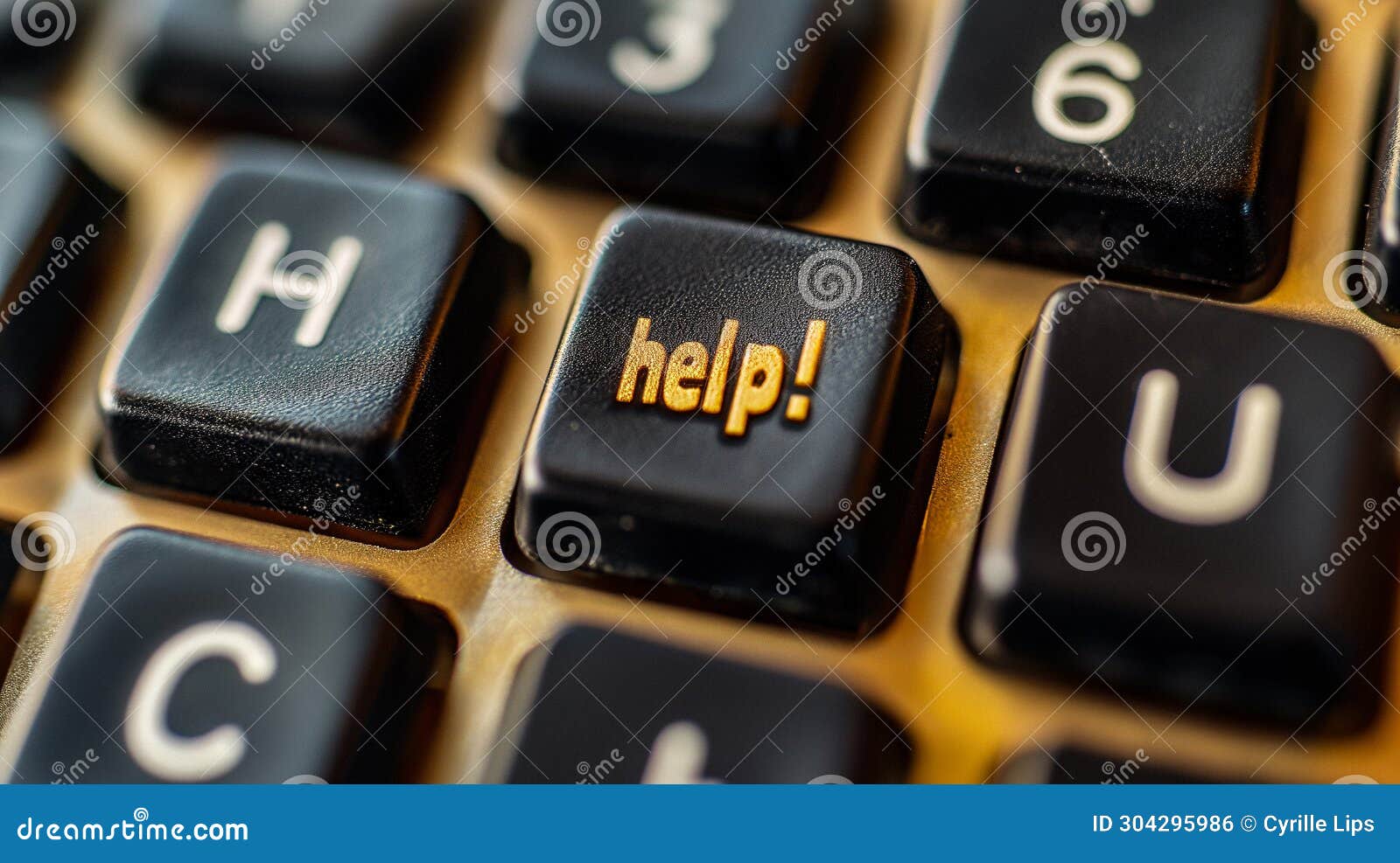 AI-Generated Image: Computer Keyboard with "Help!" Key Stock ...