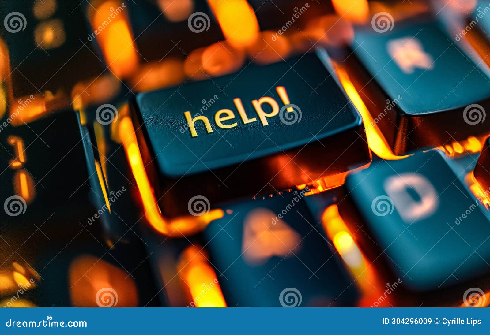 AI-Generated Image: Computer Keyboard with "Help!" Key Stock ...