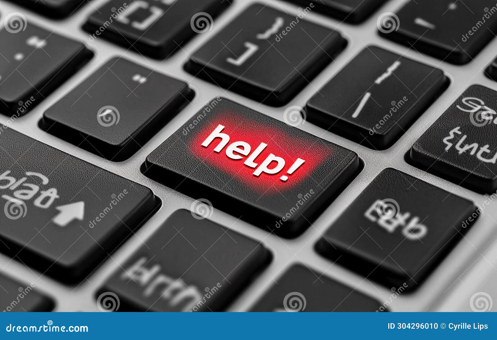 AI-Generated Image: Computer Keyboard with "Help!" Key Stock ...