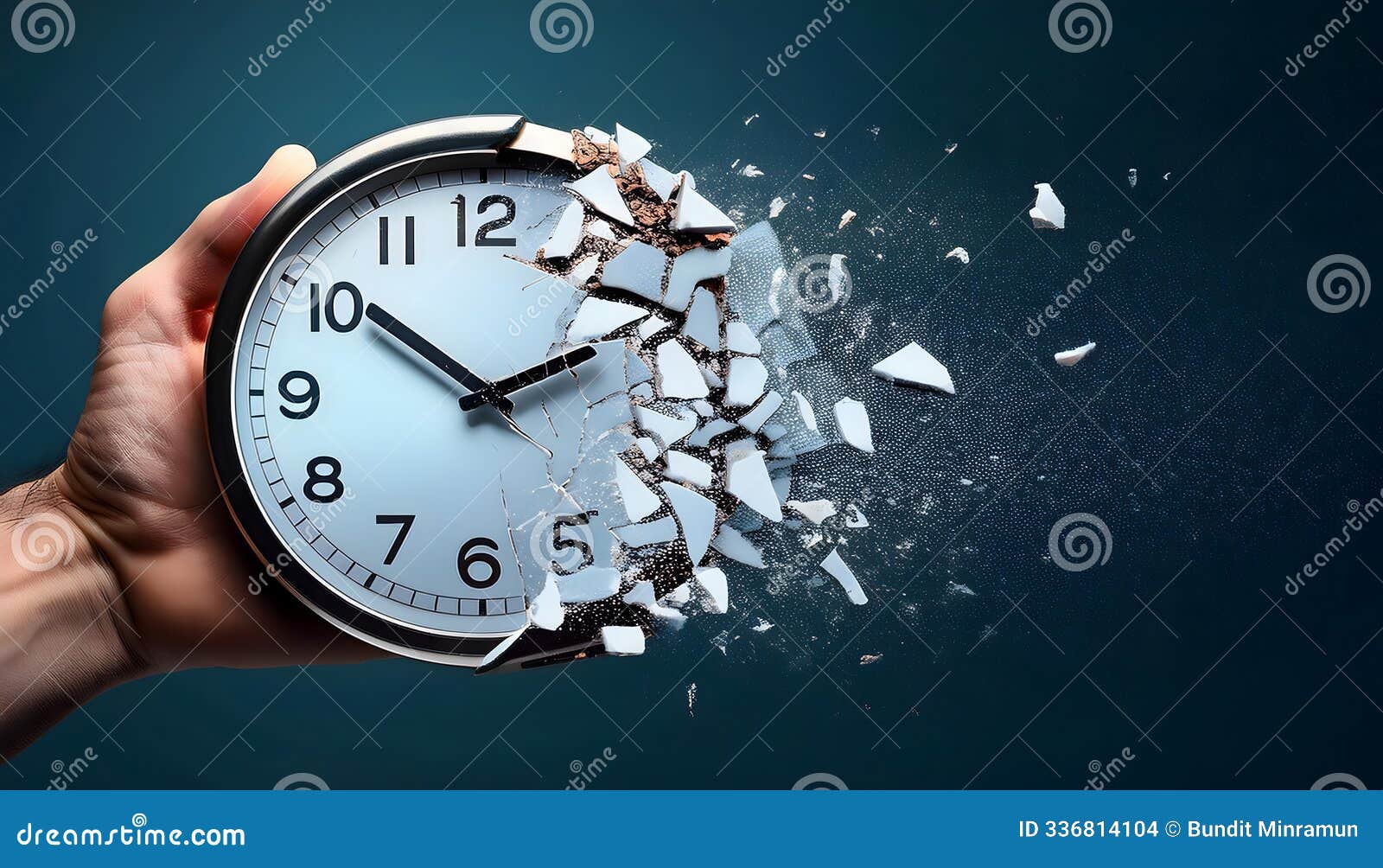 Concept of Passing Away, the Clock Breaks Down into Pieces. Hand ...