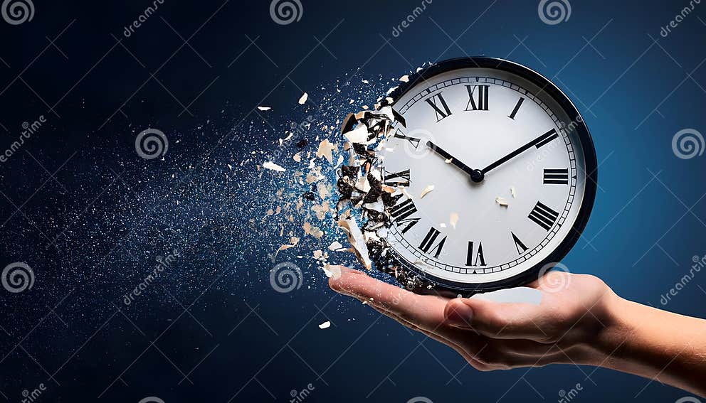 Concept of Passing Away, the Clock Breaks Down into Pieces. Hand ...