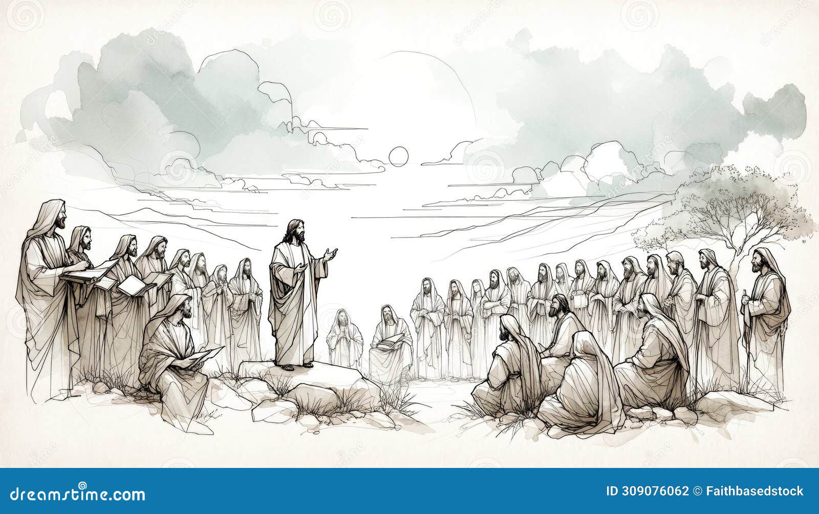 Confession of Peter: Proclamation As Christ. Digital Drawing Stock ...