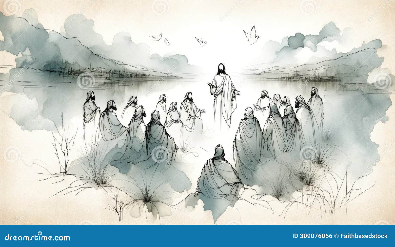 Confession of Peter: Proclamation As Christ. Digital Drawing Stock ...