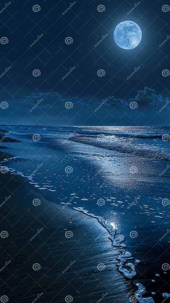 Beach Moonlight Scene stock illustration. Illustration of beauty ...