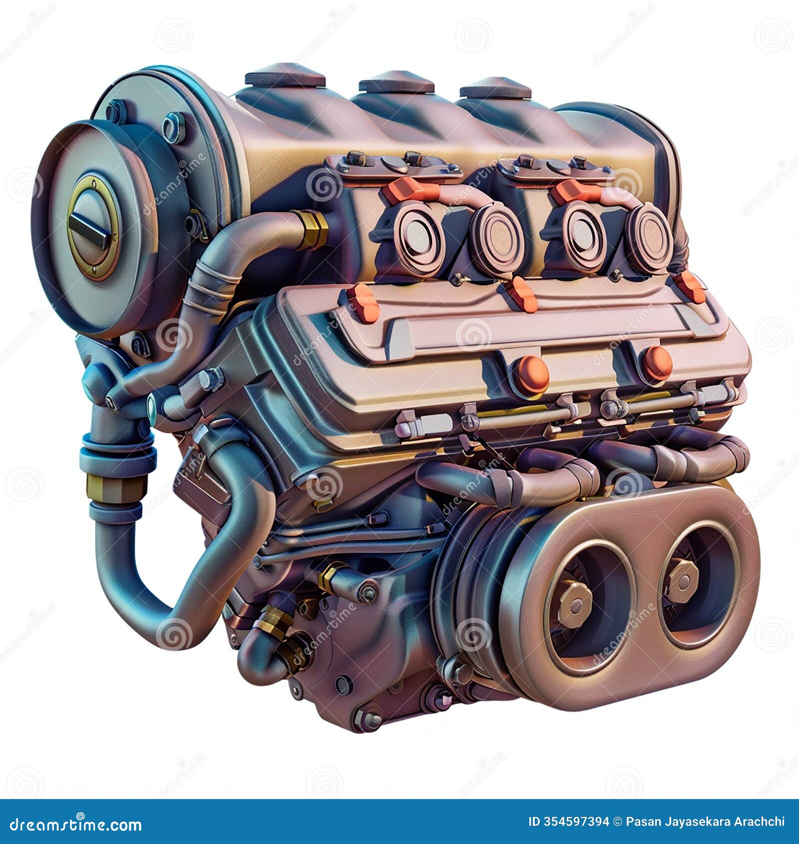 3D Icon of a Car Engine on a White Background Stock Illustration ...